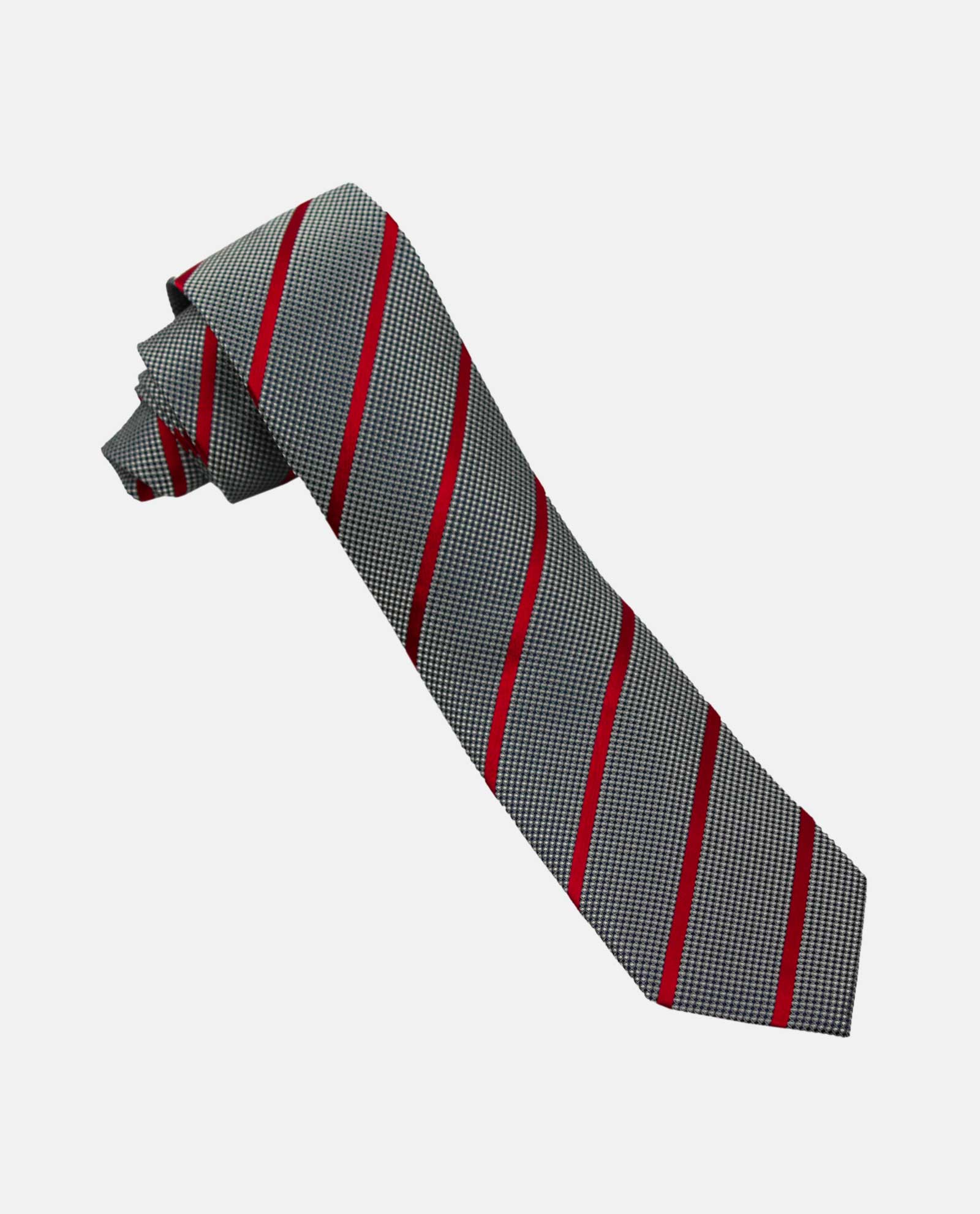 Red Diagonal Strip over Black Texture Tie