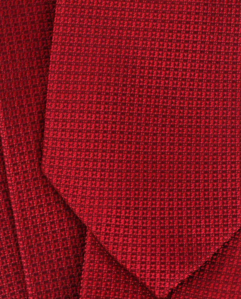 Plain Red Textured Tie